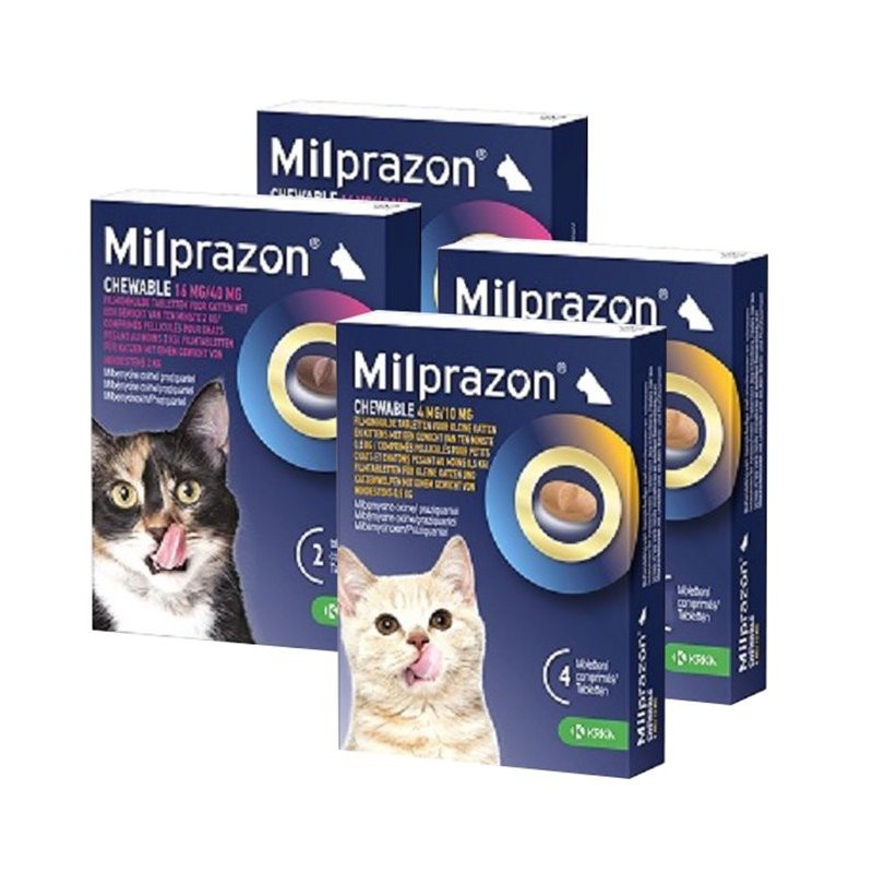 Milprazon worm kauwtabletten katten 4 tabletten KRKA
